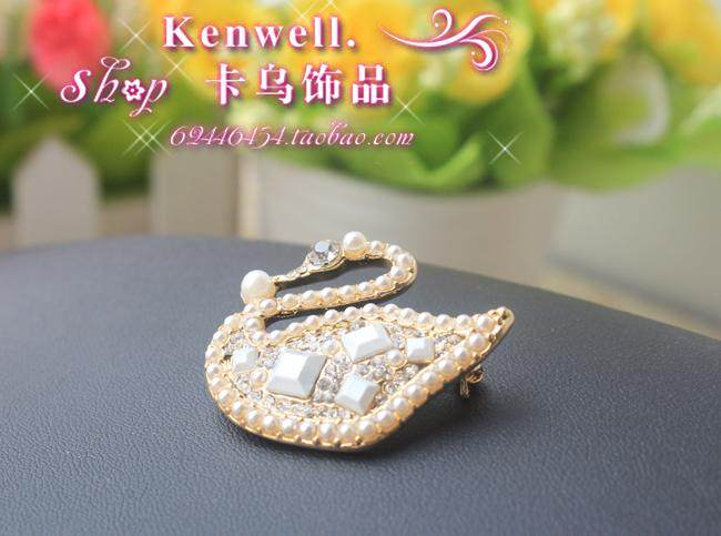 KenWell天鹅胸针胸花百搭精致甜美可爱韩版小清新毛衣西装大衣女_虎窝淘