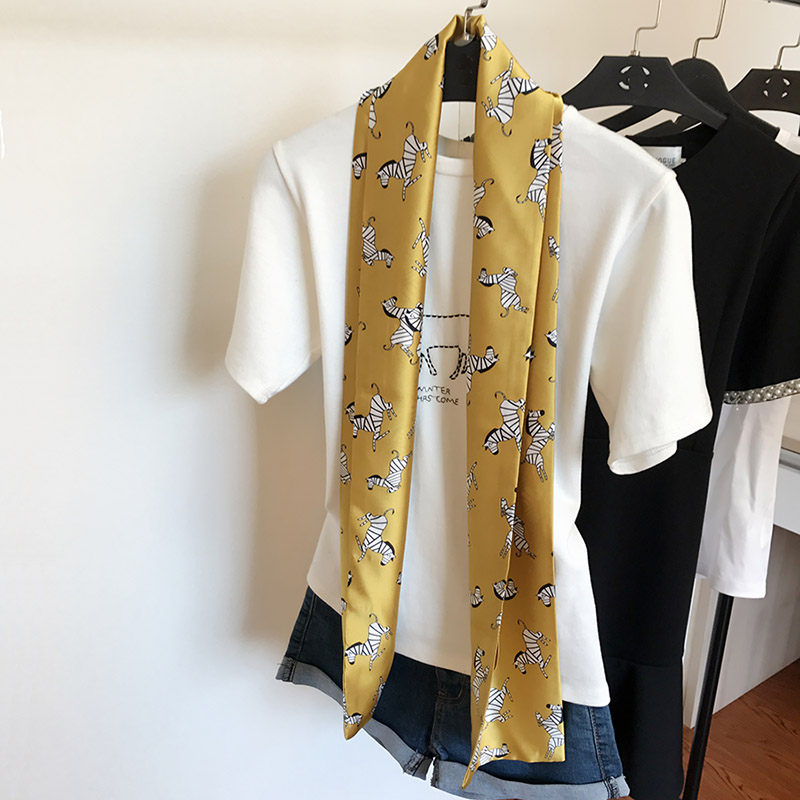 春秋新款韩版时尚长领巾衬衫工作服搭配窄围巾韩版百搭小丝巾女_虎窝淘