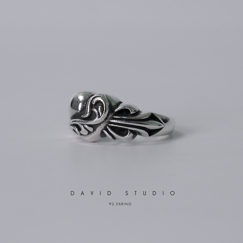 David studio925纯银爱心桃心十字架周扬青情侣同款男女士戒指_虎窝淘