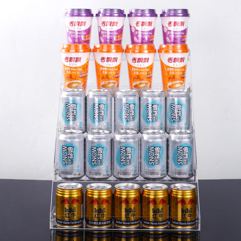 饮料架奶茶杯架果汁架塑料便利店展示架超市矿泉水亚克力阶梯货架_虎窝淘