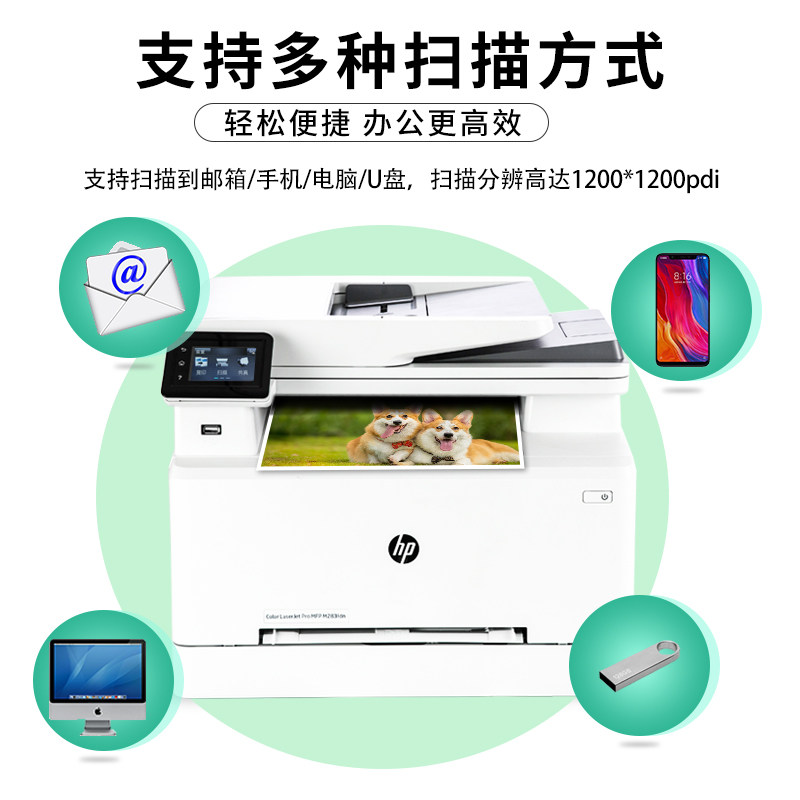 惠普M283fdw彩色激光打印机无线办公双面复印扫描商务一体机479dw_虎窝淘