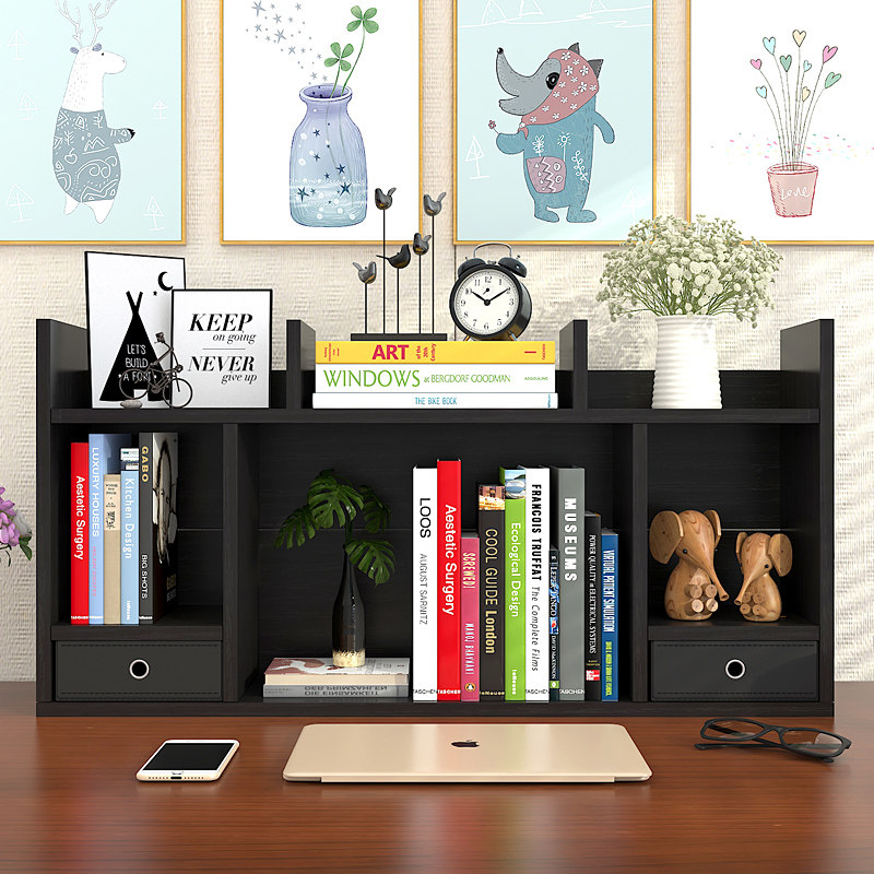 电脑桌上小书架桌面书柜学生用简易置物架办公工作宿舍书桌收纳架_虎窝淘