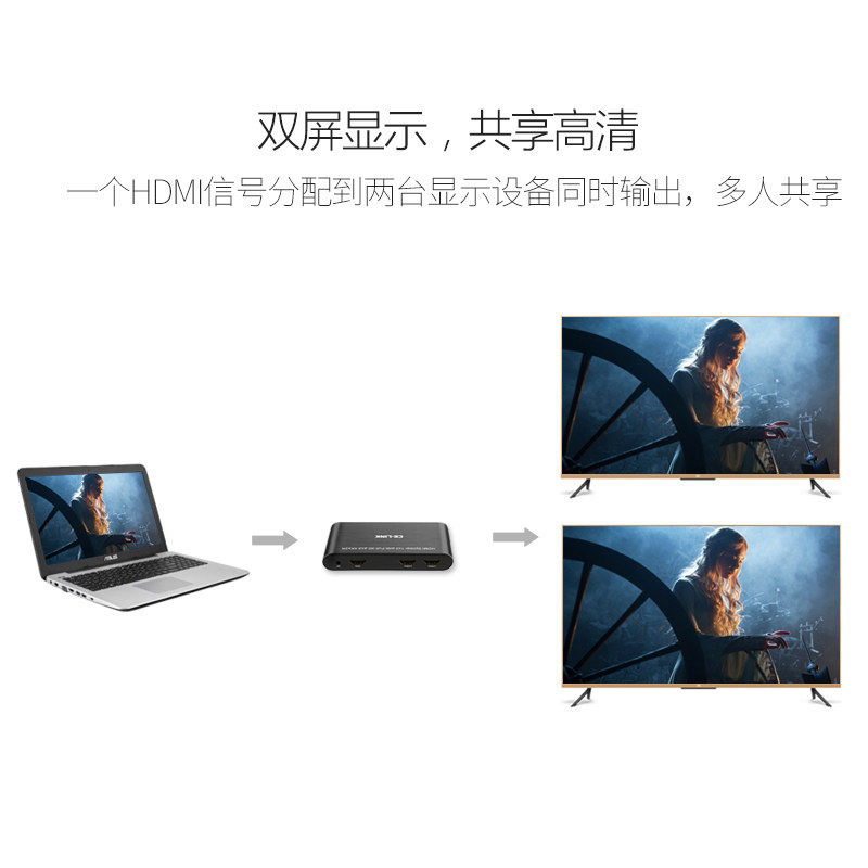 CE-LINK hdmi分配器1进2出带音频分频器1分2高清4k3d视频切换器_虎窝淘