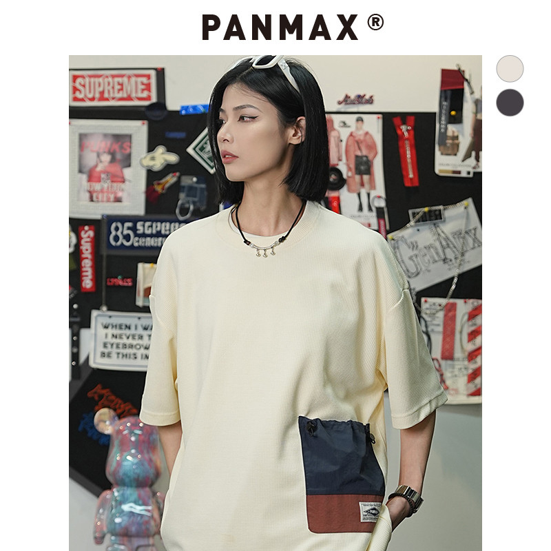 PANMAX大码简约正肩短袖加大男装半袖美式休闲T恤