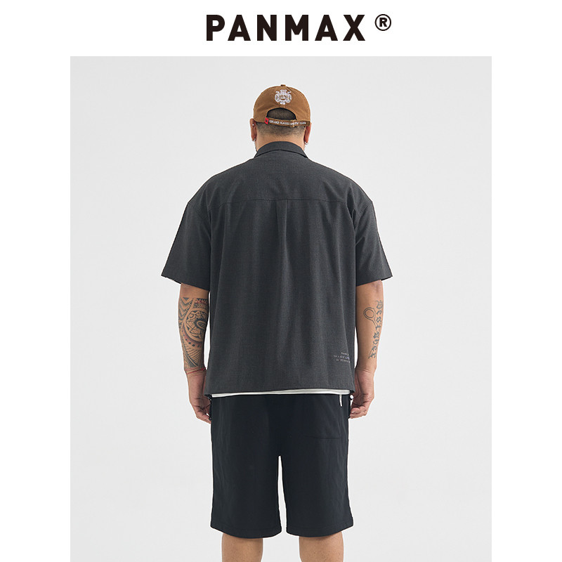 PANMAX大码衬衫男装夏季休闲美式短袖潮牌百搭衬衫