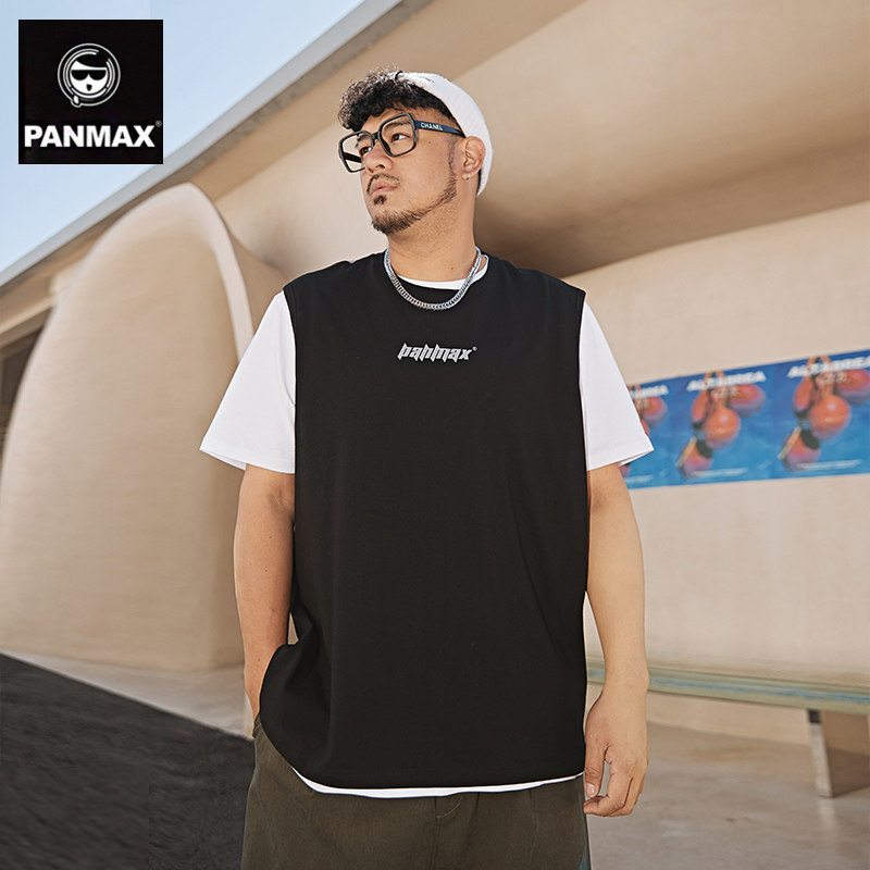 【MID】PANMAX潮牌男装创意字母印花个性百搭宽松版纯棉坎肩背心_虎窝淘