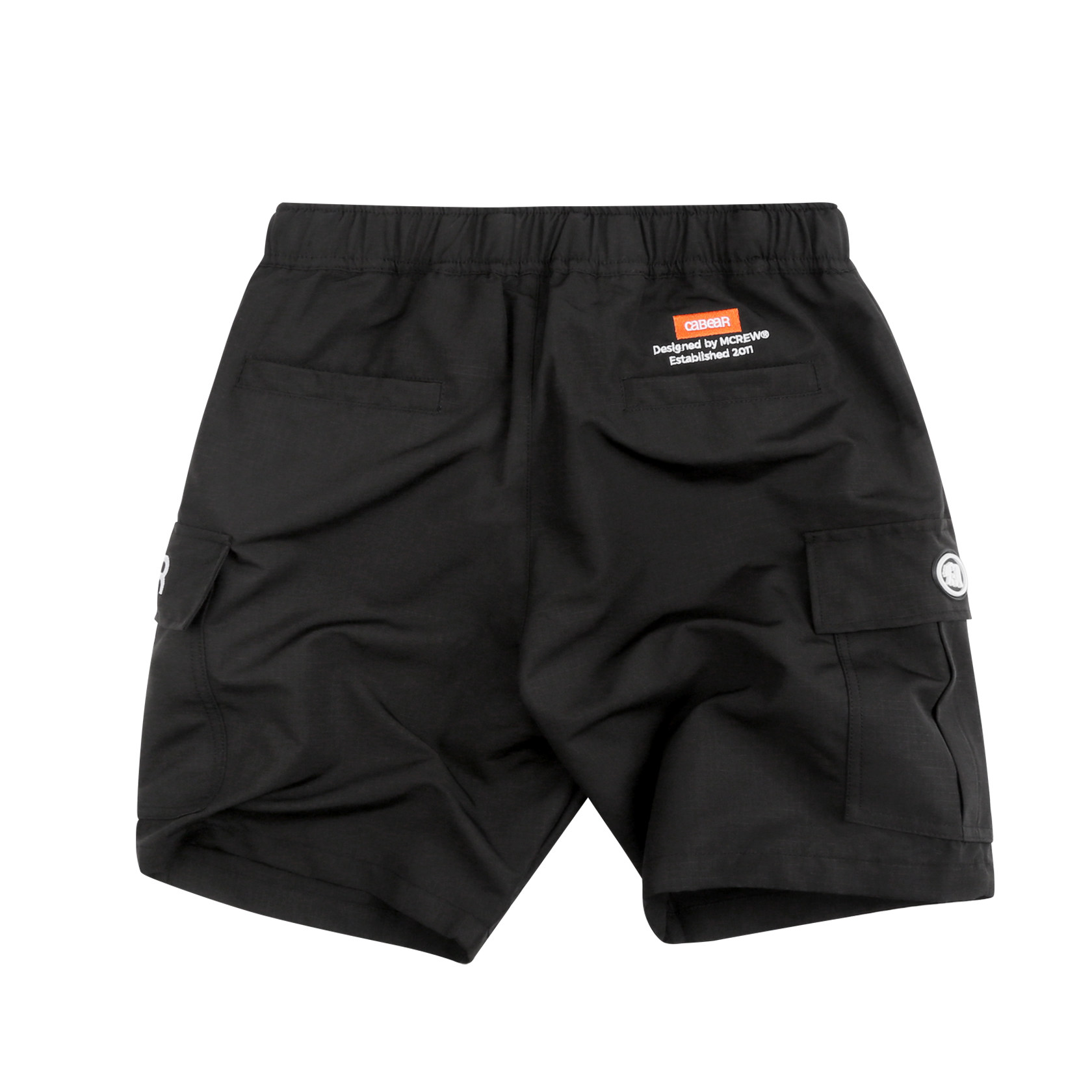 MCREW CABEAR加州熊刺绣LOGO夏季休闲松紧卡其黑色工装口袋短裤_虎窝淘