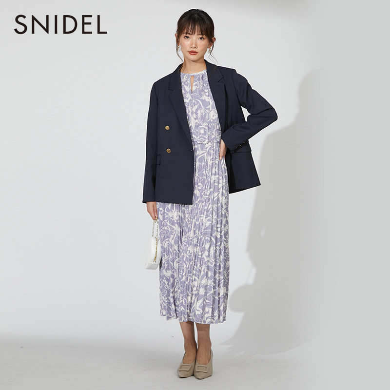 SNIDEL秋冬款经典复古纯色翻领双排扣西装外套SWFJ224012_虎窝淘