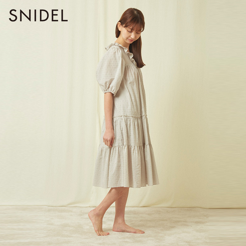 SNIDEL HOME春夏甜美公主风荷叶领娃娃连衣裙SHFO212099_虎窝淘