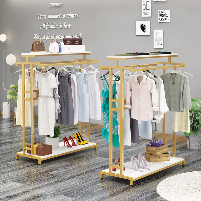 落地衣服展示架服装店挂衣架商场中岛货架双面侧挂陈列衣服架子_虎窝淘