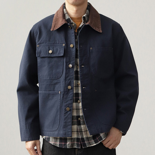 Heavy canvas hunting American retro core velvet collar Micher Xiegen ...