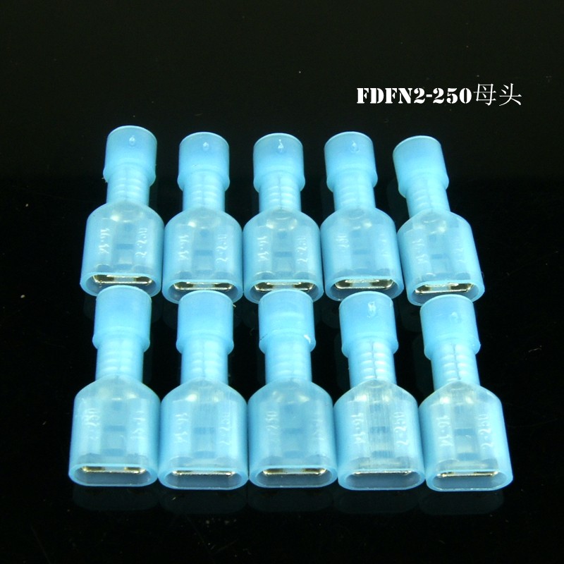 50套装尼龙公母全绝缘端子FDFN（MDFN)2-250插簧插片冷压端子_虎窝淘