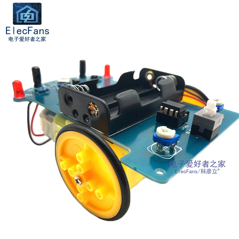 (散件)D2-1智能巡线小车套件自动感应式寻迹循迹小车电子DIY制作_虎窝淘