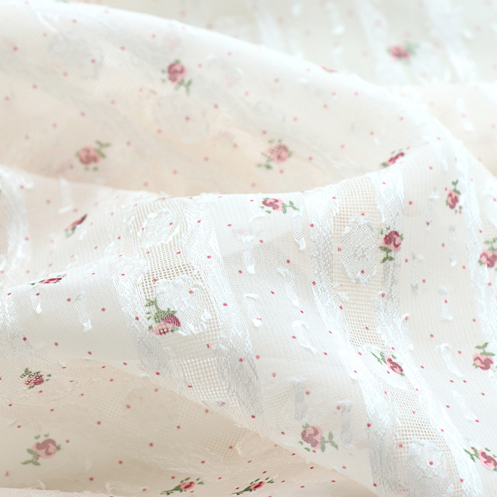 雪纺小碎花竖条纹印花提花布料连衣裙服装汉服面料垂滑半透明_虎窝淘