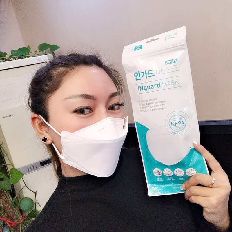 INguard进口韩国KF94口罩面罩3D立体4层防护白色大号成人一包5片_虎窝淘
