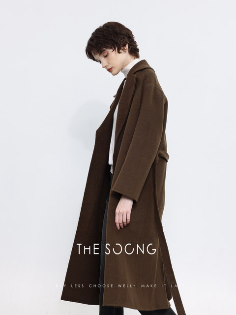 Two-piece high-strength wool slim handmade wool coat mid-length coat 3042