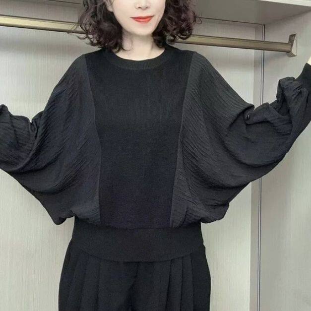 Korean version of spring and autumn laziness and loose, wearing bat ...