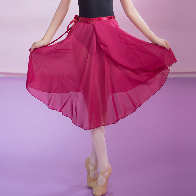 中长款舞蹈裙半身纱裙芭蕾练功裙教师裙女连体服体操服一片裙成人_虎窝淘