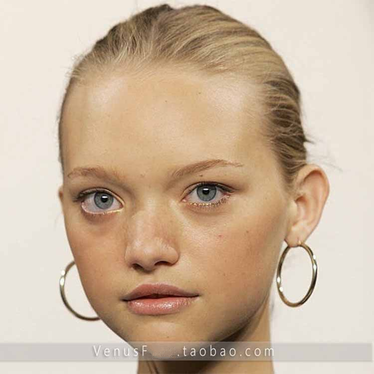 加粗VF定制ins美国进口14K注金欧美粗款简约包金耳圈耳环小号大号_虎窝淘