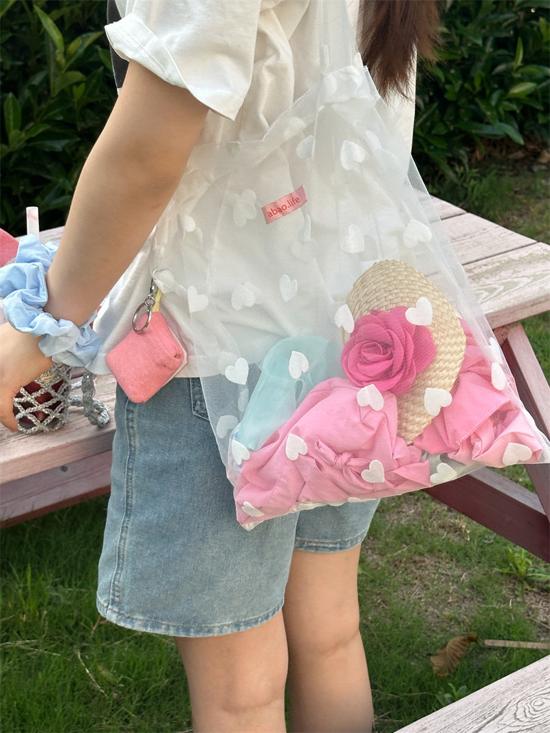 abao.life白色透明爱心纱包通用款女包