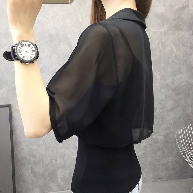 Summer cardigan versatile top short outer tress small shawl ice silk ...