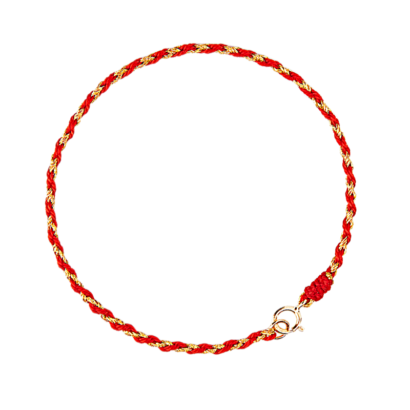 14k金红绳手链女夏编织手绳情侣细款本命年红手绳手工编织绳脚链_虎窝淘