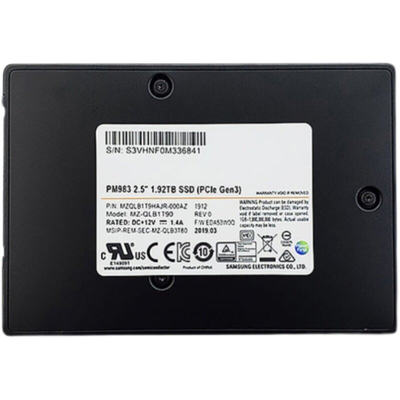 Samsung/三星 PM983 1.92T PCIE U2固态硬盘SSD PM1733 960G_虎窝淘