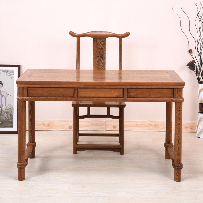 鸡翅木书桌红木中式实木电脑桌家用原木小写字台仿古办公桌书房_虎窝淘