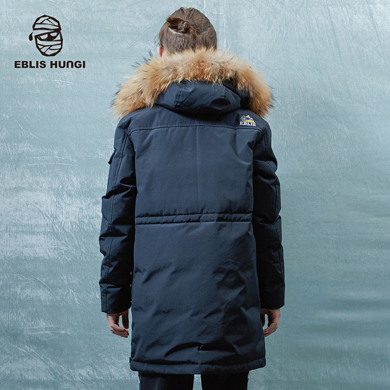 Eblis hungi木乃伊原创设计潮牌男女款白鸭绒防水中长款羽绒服_虎窝淘