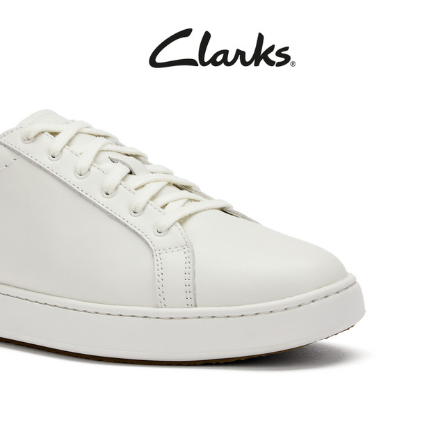 Clarks Courtlite City Men's new simple white shoes men's glossy cowhide ...
