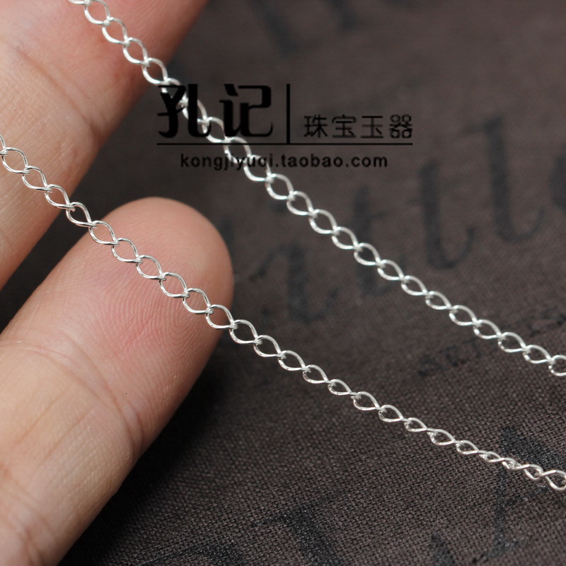 孔记美国S925银侧身链2.1mm粗细项链手链延长链散链DIY饰品配件_虎窝淘