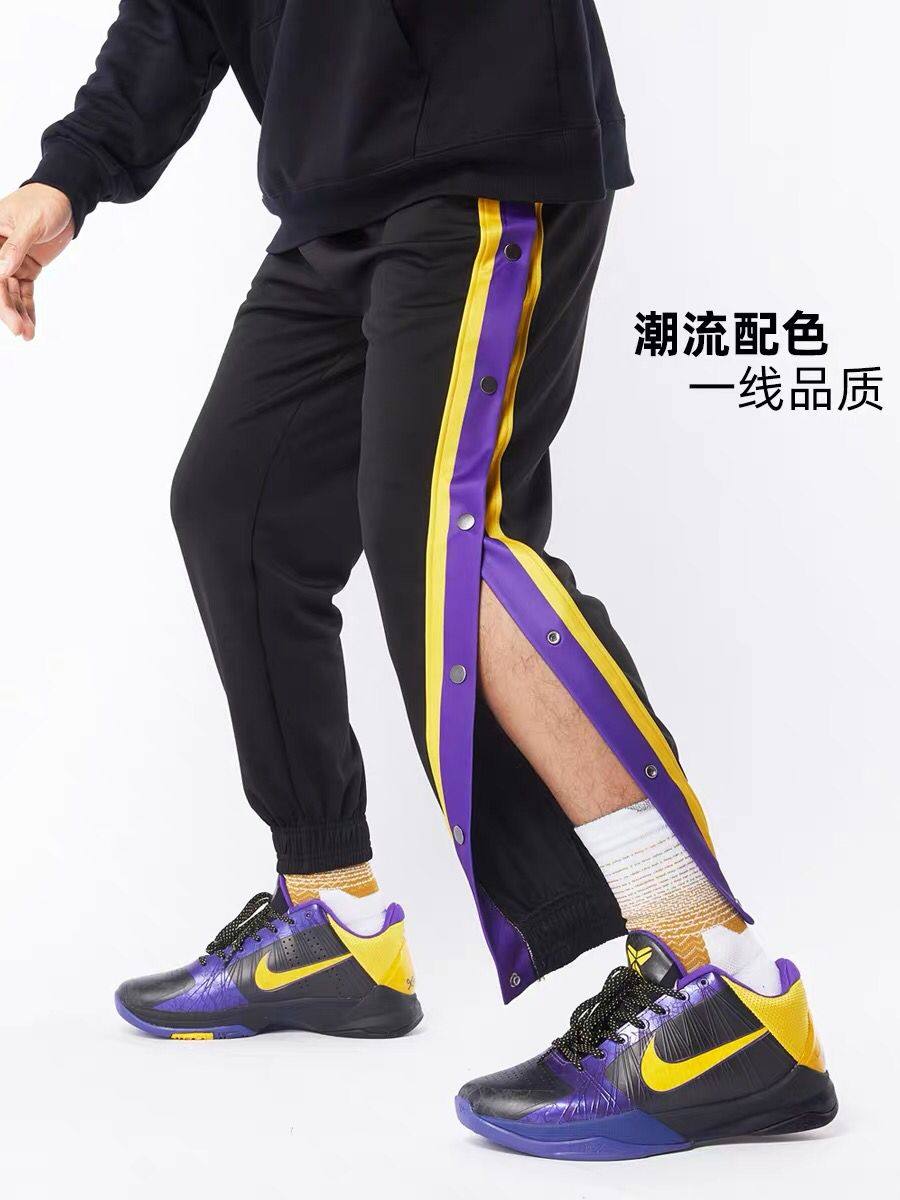 排扣裤儿童12岁篮球全开扣130140身高夏季小学生三条杠训练长裤_虎窝淘