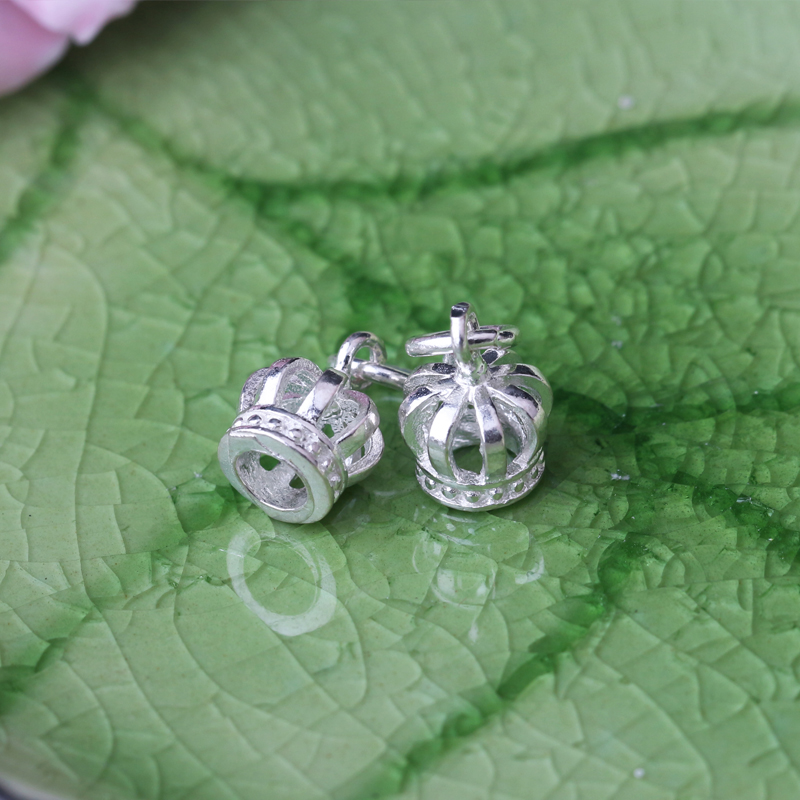 s925银皇冠吊坠挂件手工diy饰品配件手镯手串项链挂坠银饰配件_虎窝淘