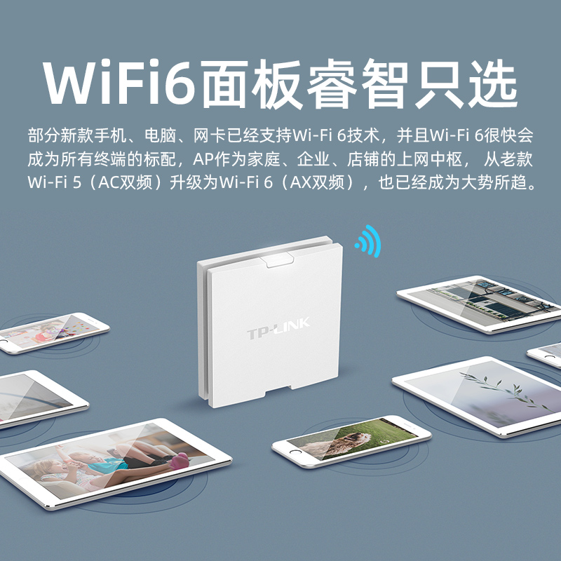 TP-LINK新wifi6面板AP全屋wifi覆盖入墙式面板POE*AC一体路由器无缝漫游智能家庭无线XAP1800GI-POE_虎窝淘