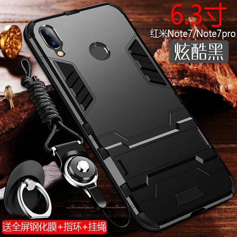 红米note7手机壳支架redminote7气囊防摔套。M1901F7E磨砂n0te7黑色M1901F7T全包note7Pro硬壳noto7 ...