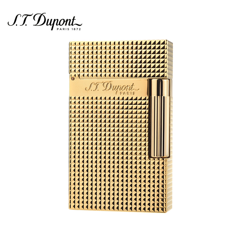 S.T.Dupont法国都彭朗声打火机Ligne2系列黄金色钻石菱格子16284_虎窝淘