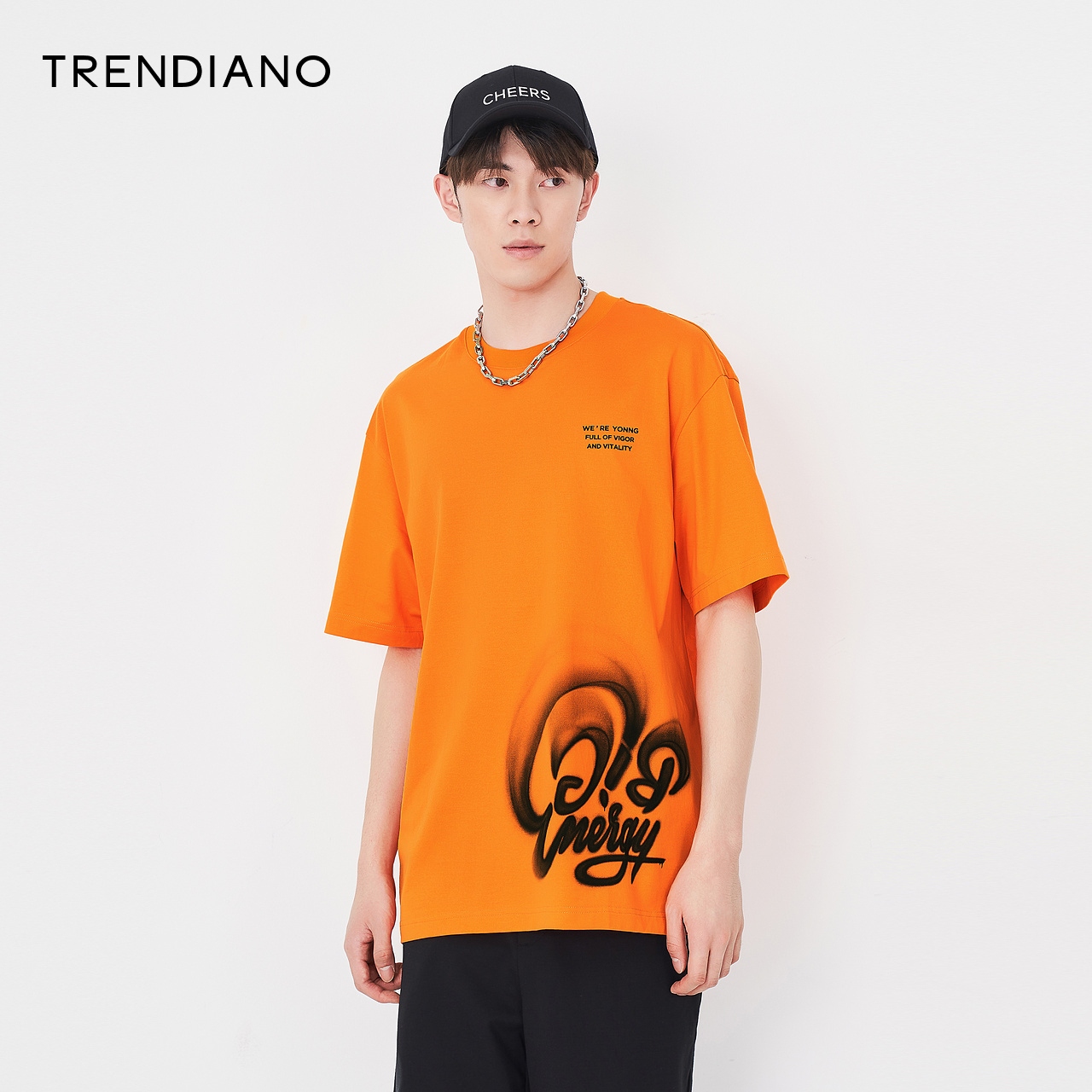 TRENDIANO官方潮牌夏季新款潮流ins男装印花宽松纯棉圆领短袖t恤_虎窝淘