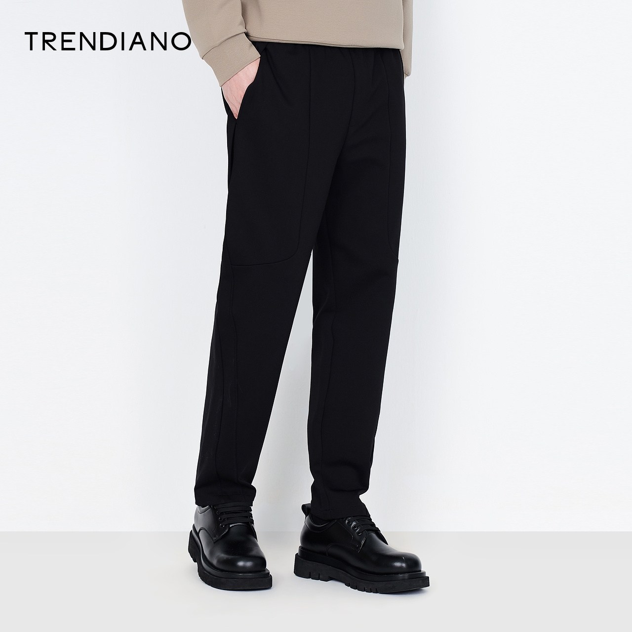 TRENDIANO官方春新款舒适时尚基础款休闲裤简约直筒九分裤男装_虎窝淘