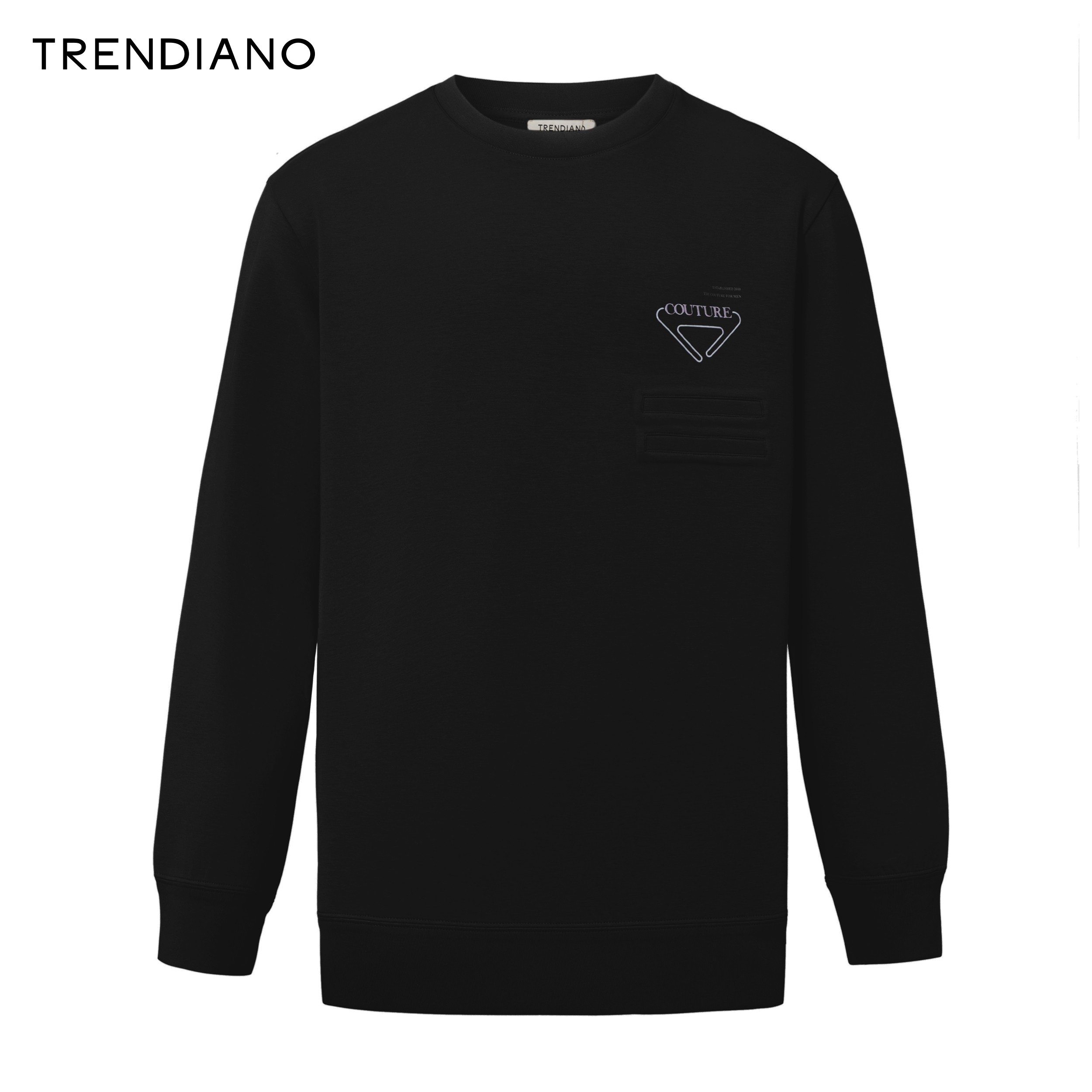 TRENDIANO官方潮牌秋季男装百搭立体空气层炫彩压胶圆领套头卫衣_虎窝淘