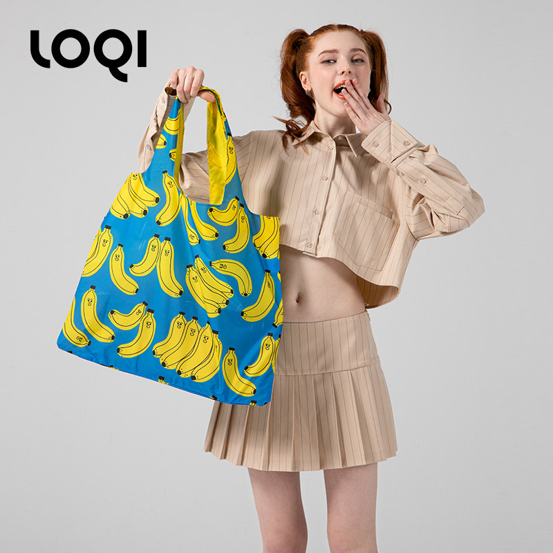 LOQI艺术插画购物袋可爱宠物环保袋轻便防泼水单肩包大容量遛狗_虎窝淘