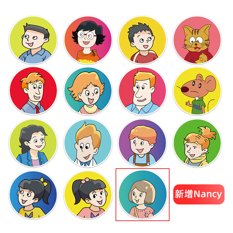 译林版小学英语人物圆形磁性卡片带磁性板书卡黑板贴公开课教具_虎窝淘