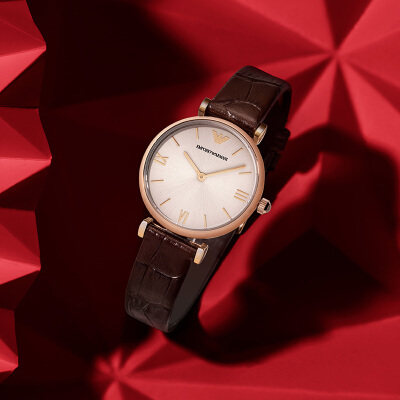 EMPORIO ARMANI阿玛尼时尚皮带石英表复古皮带防水手表礼物AR1911_虎窝淘