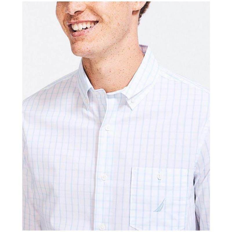 nautica诺帝卡男衬衫长袖修身显瘦上班绅士扣领条纹正品11905365_虎窝淘