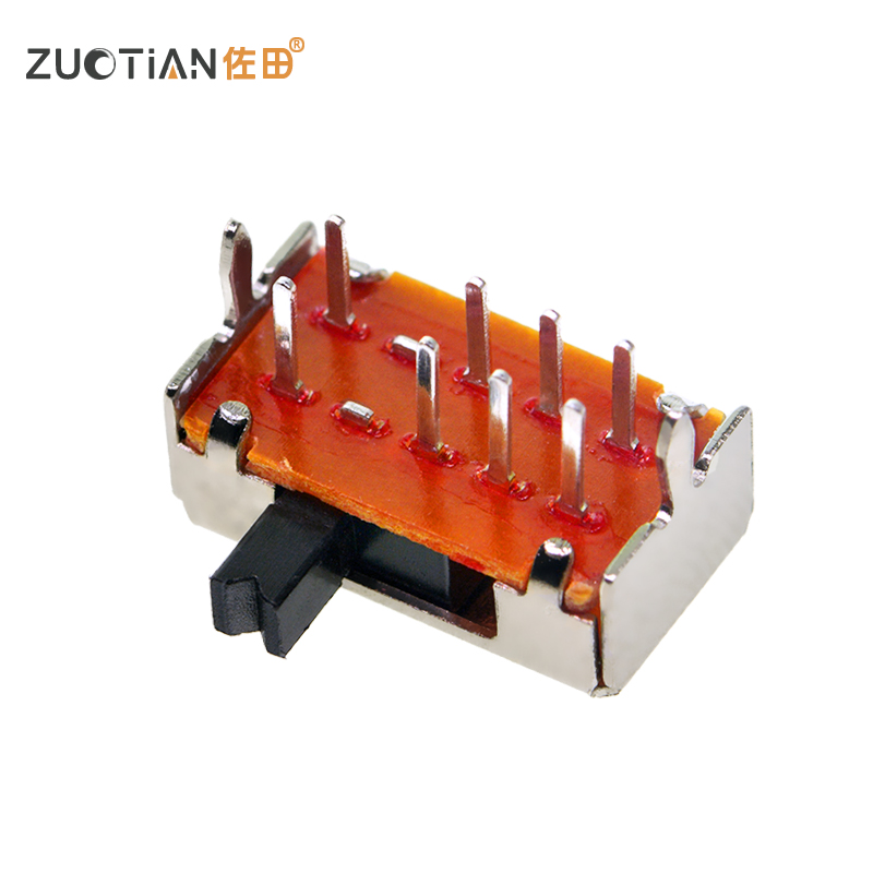 拨动开关SK-23D07卧式8脚二排三挡2P3T侧拨/滑动柄3MM 10个_虎窝淘