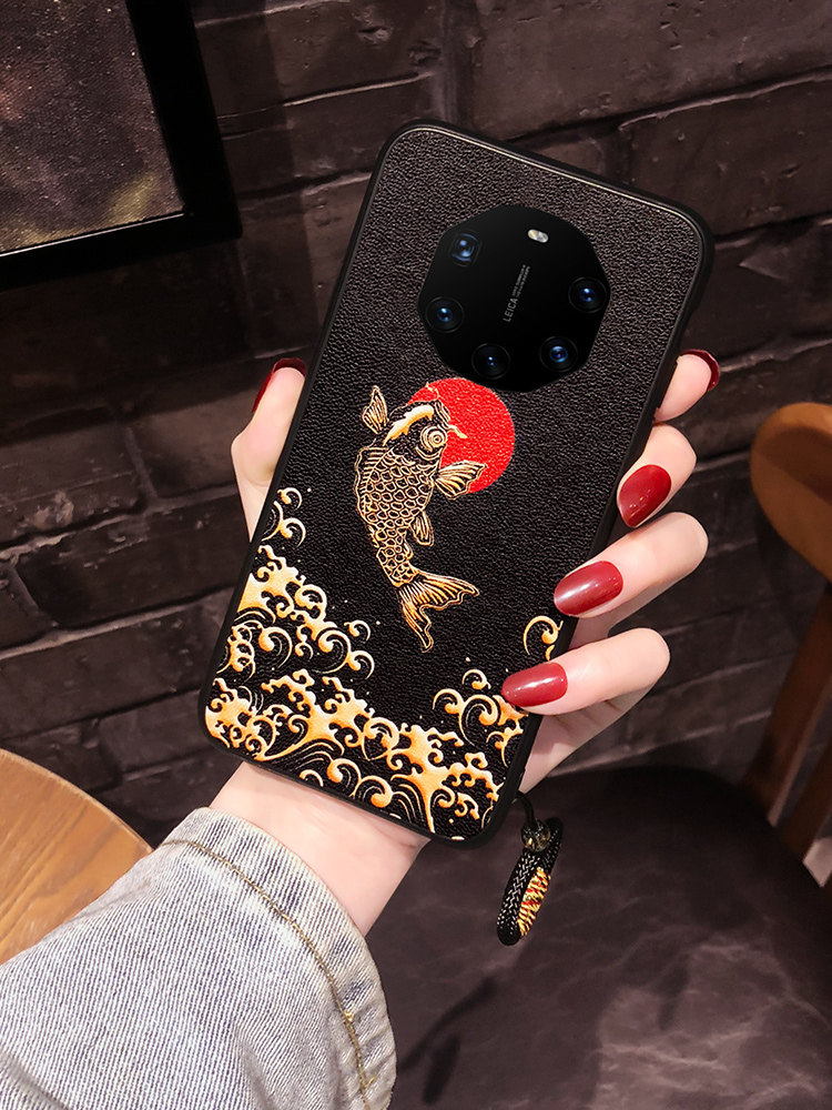 适用华为mate40保时捷版40rs手机壳中国风m40rs防摔全包镜头5g曲屏限量版魅特40rs保护套古风锦鲤男女款挂绳_虎窝淘