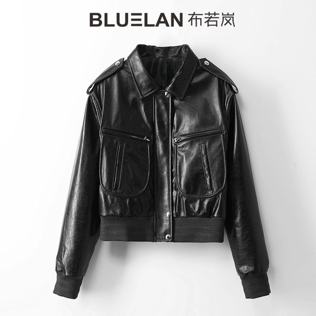 Retro cowhide small leather jacket for women short early autumn new ...