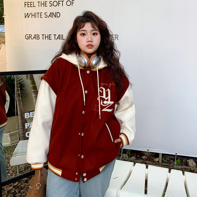 YUZI Caviar Large Size Women's Baseball Suit Slimming and Meat 200Jin ...