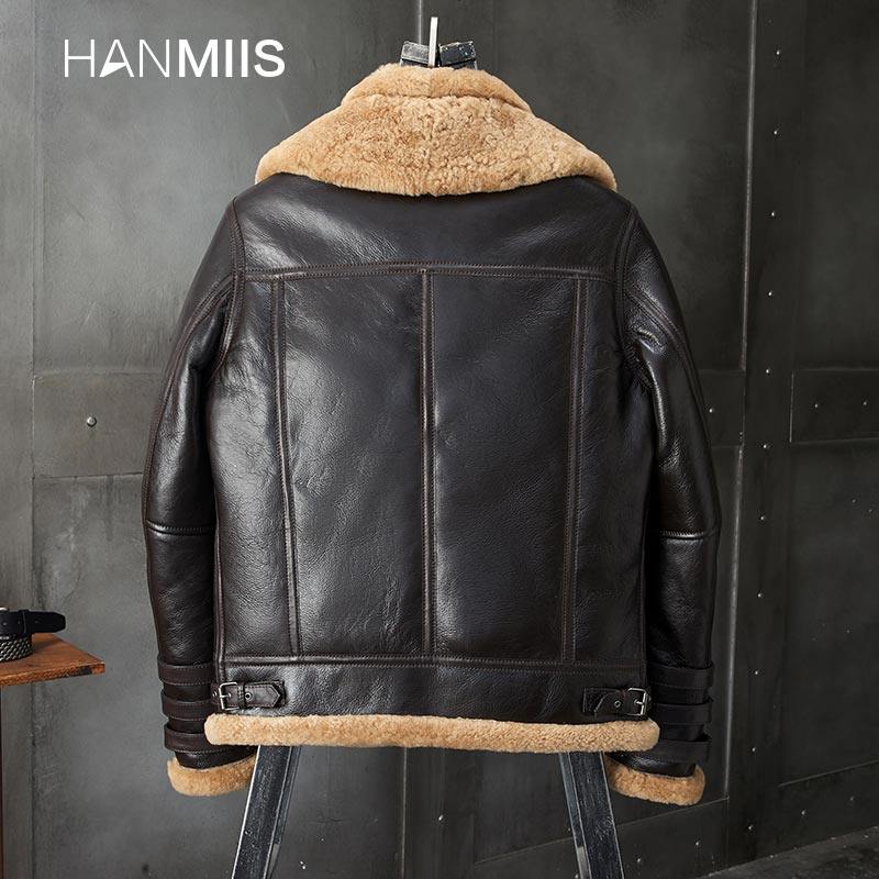 HMS霸气飞行服B3羊皮毛一体男皮草厚外套皮夹克机车真皮大衣皮衣_虎窝淘