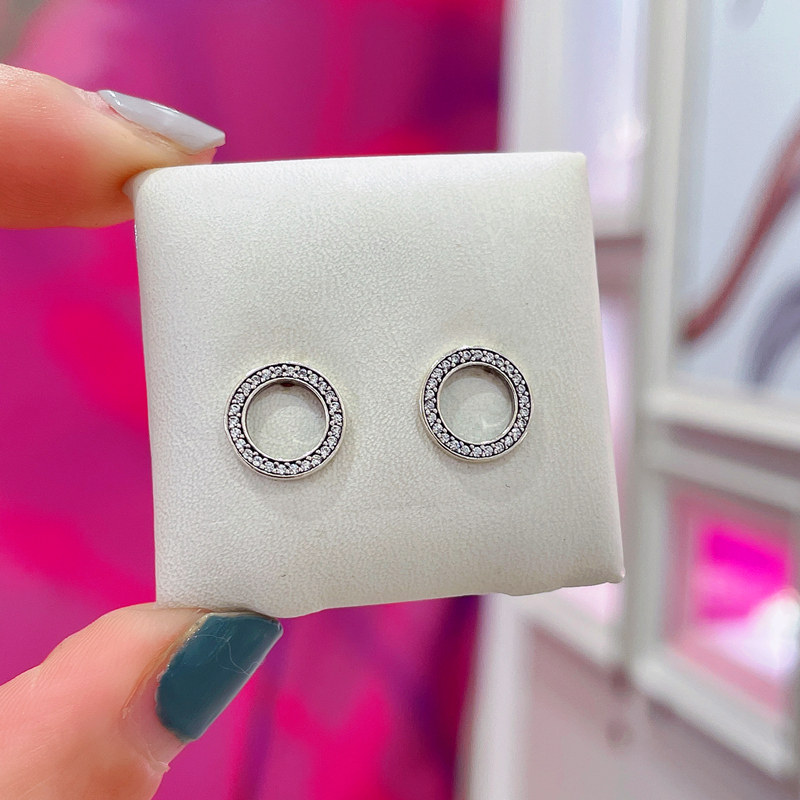 【正品】Pandora官网永恒的潘多拉 925银耳钉耳环耳饰女290585CZ_虎窝淘