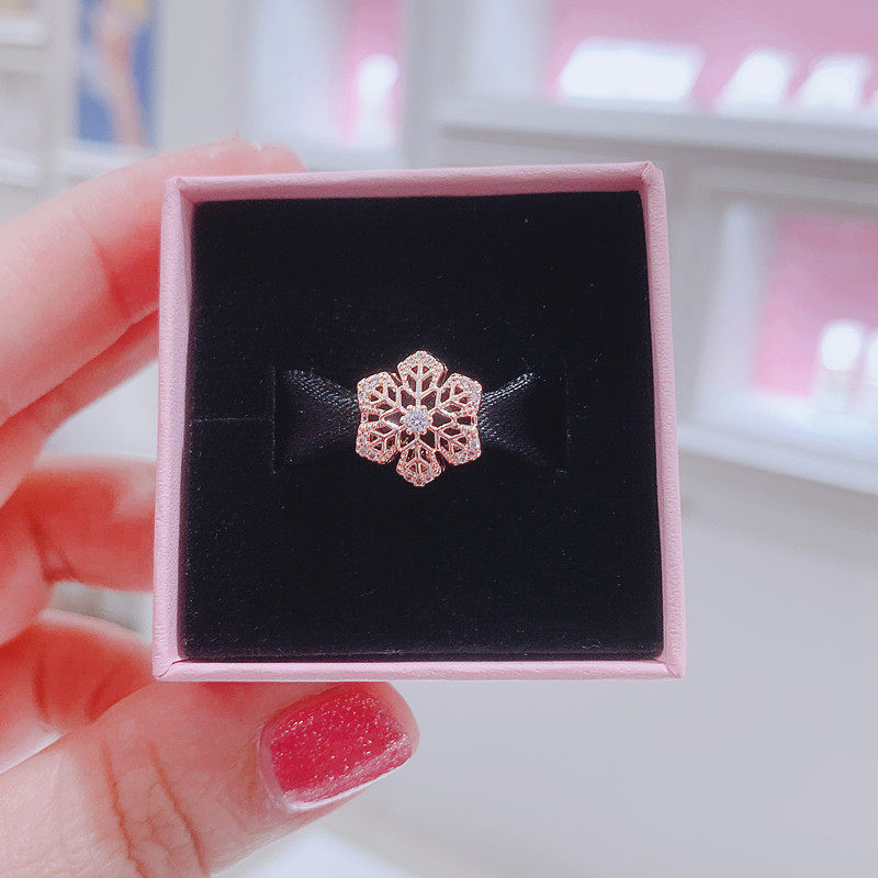 Pandora潘多拉玫瑰金镂空雪花黄金色珠子女782378C01生日礼物串珠_虎窝淘